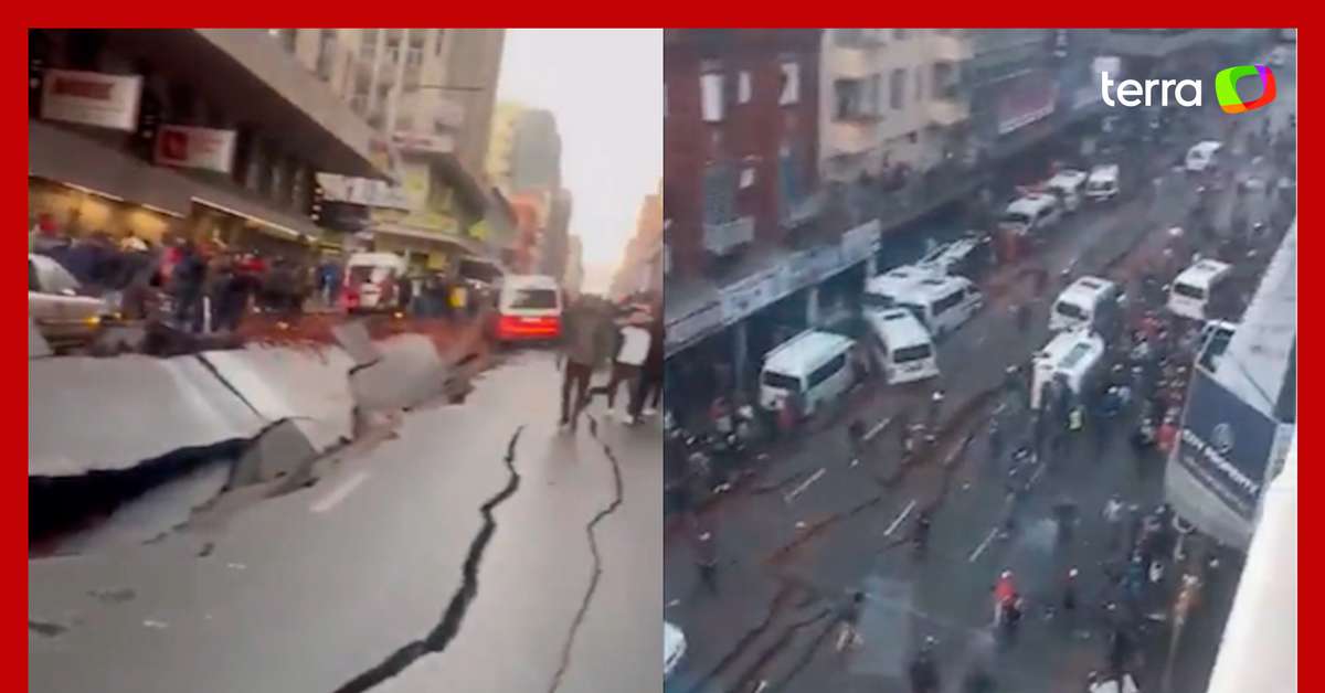 Explosão de gás destrói rua em cidade na África do Sul - Rachaduras ...