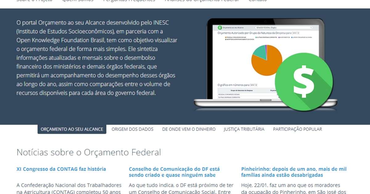 ONG lança site que mostra dados e gastos do Orçamento federal