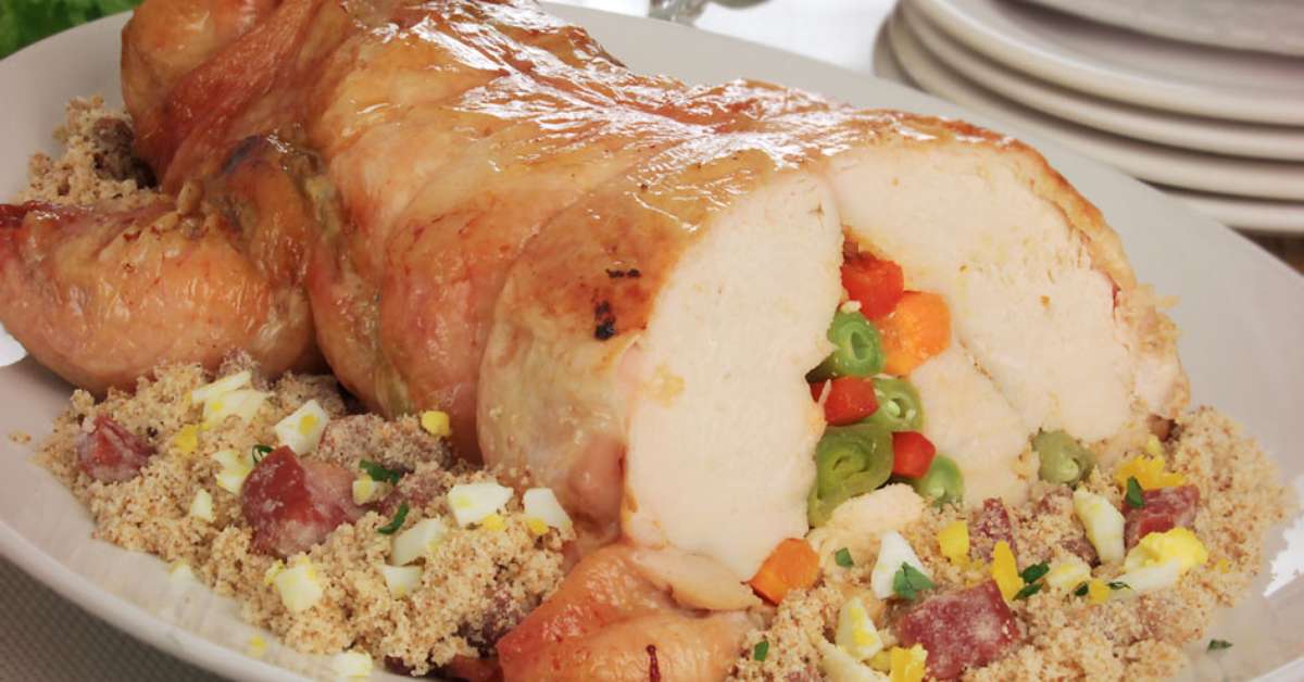 Frango desossado com legumes