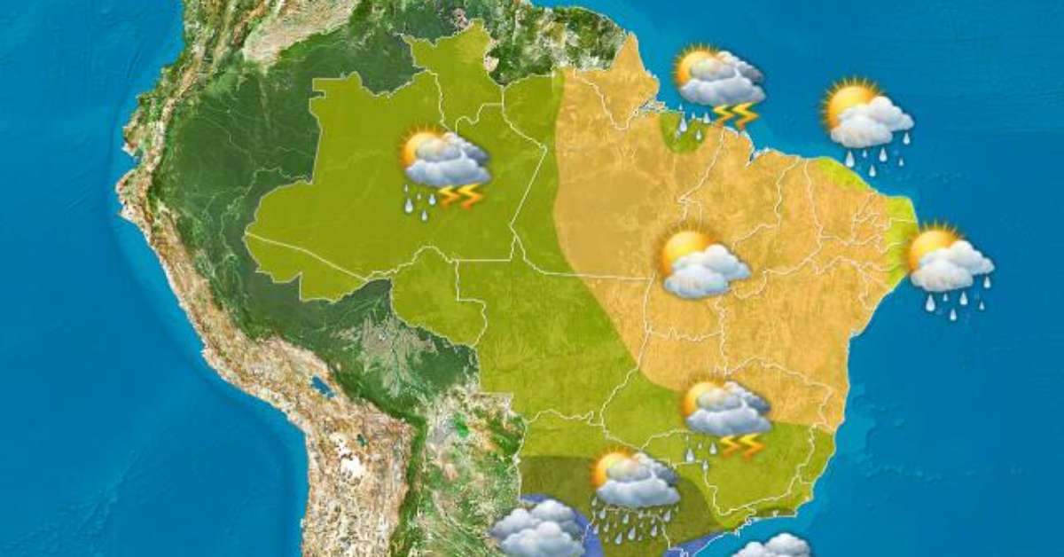 Chuva forte em muitas áreas do Brasil hoje