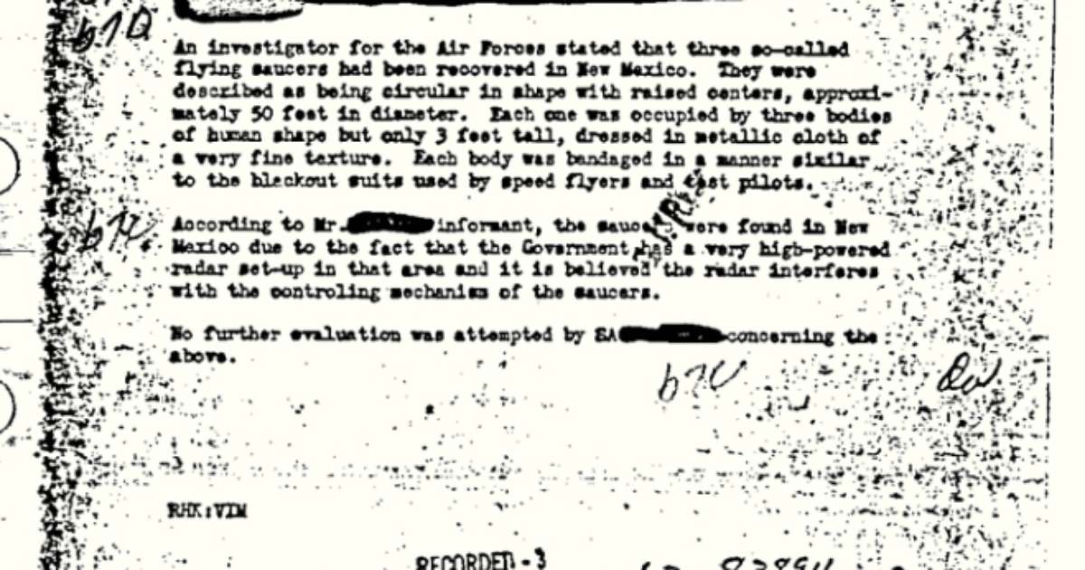 Documento do FBI relata descoberta de 'discos voadores' em 1950