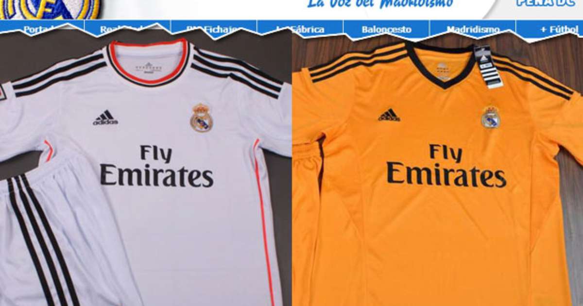 Com laranja, site divulga os novos uniformes do Real Madrid