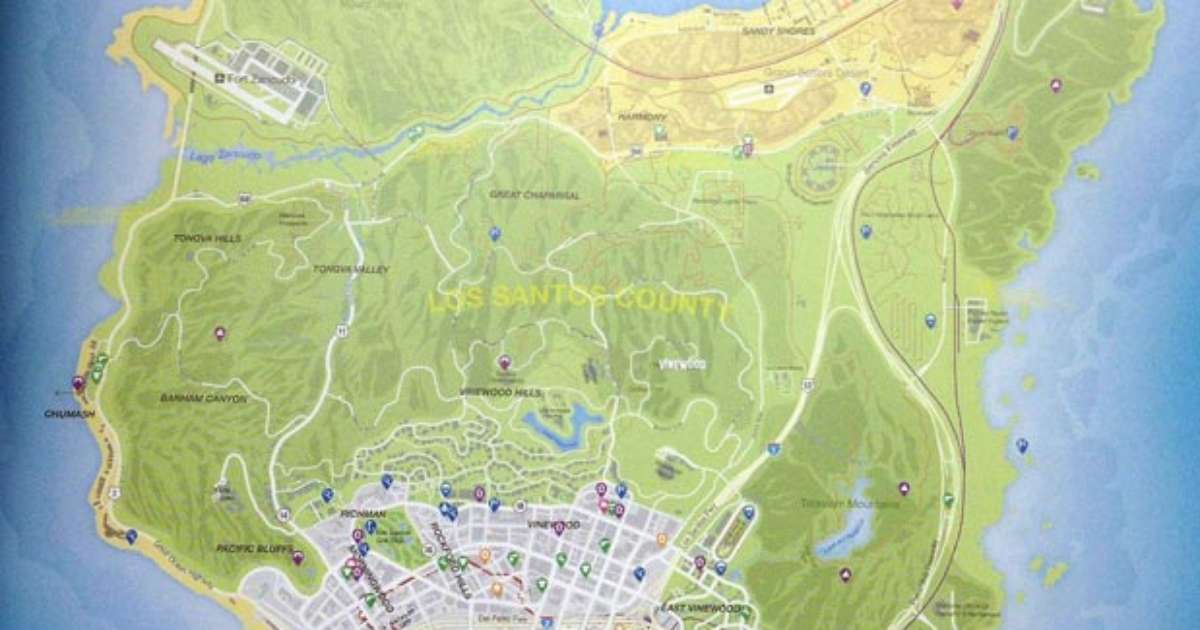 Mapa de Los Santos em 'GTA V' vaza na internet, veja