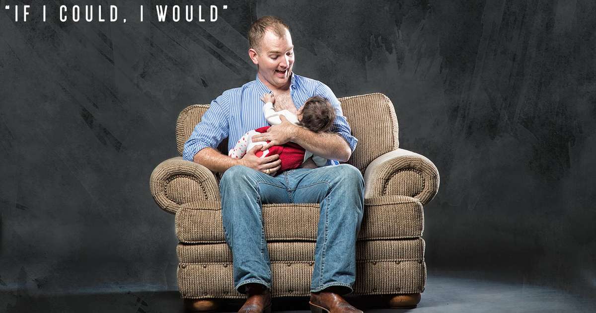 Campanha de conscientização traz homens amamentando