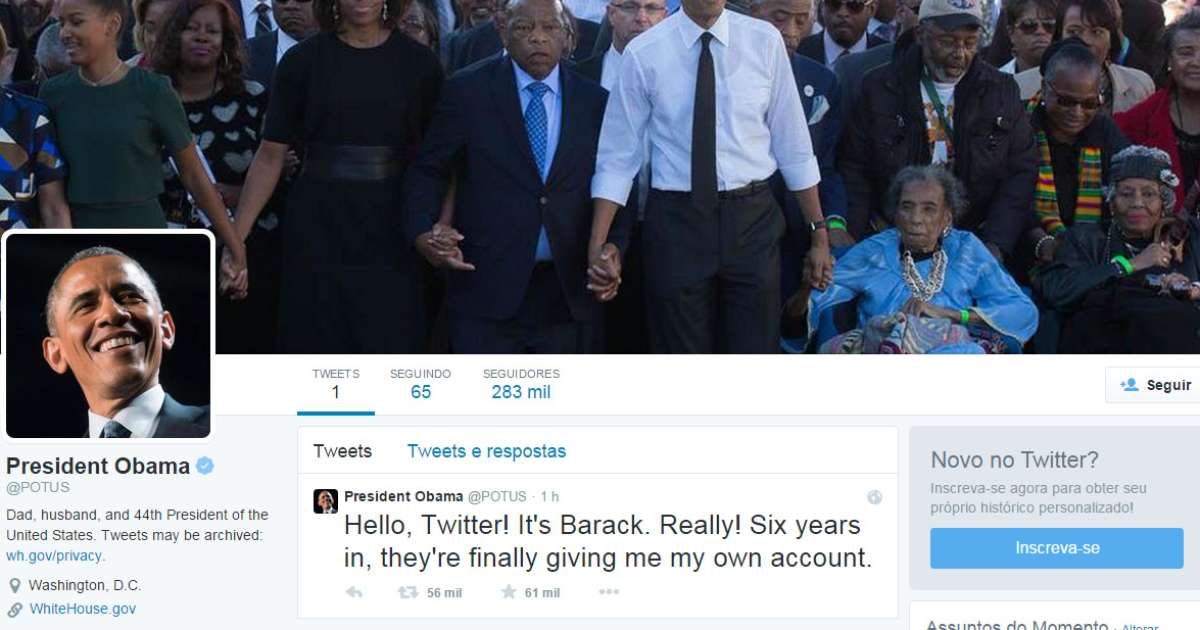 Barack Obama estreia conta própria no Twitter