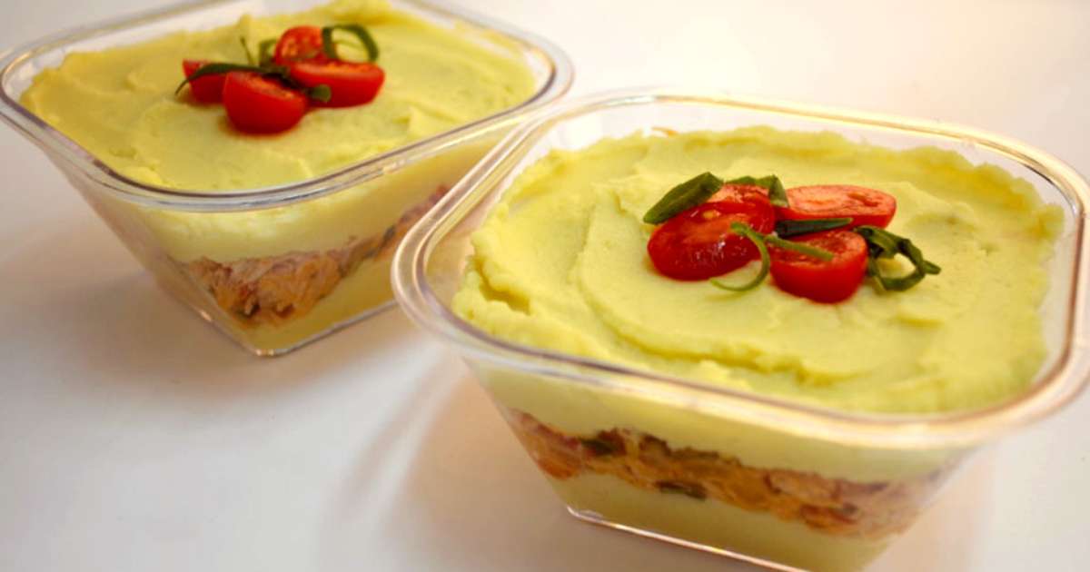 Frango com batata-doce no potinho