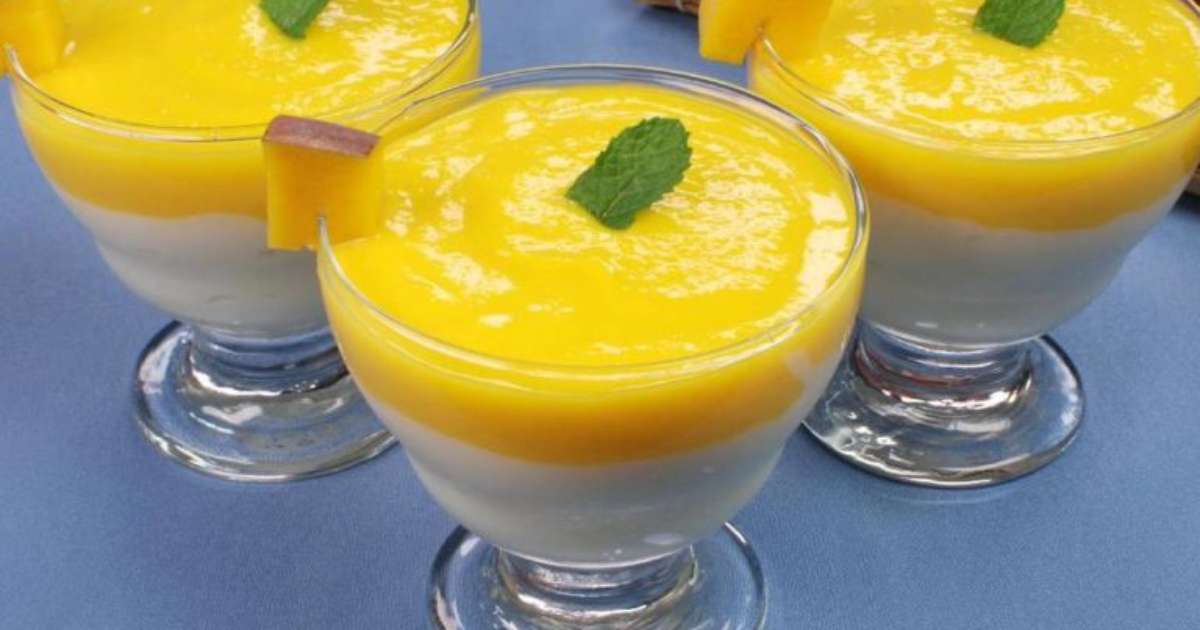 Mousse de tapioca com creme de manga