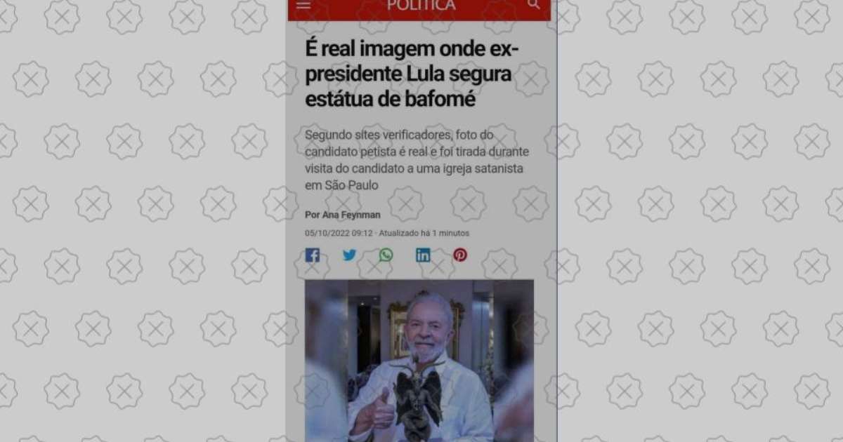 É falsa imagem em que Lula segura estátua de Baphomet