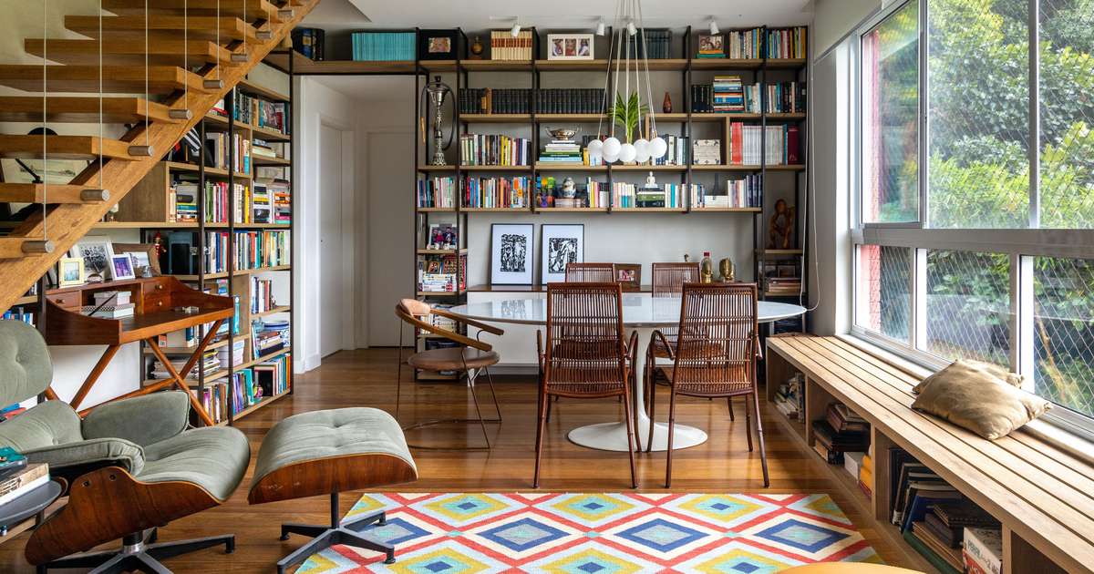Cobertura de 210m² é perfeita para amantes de livros e música