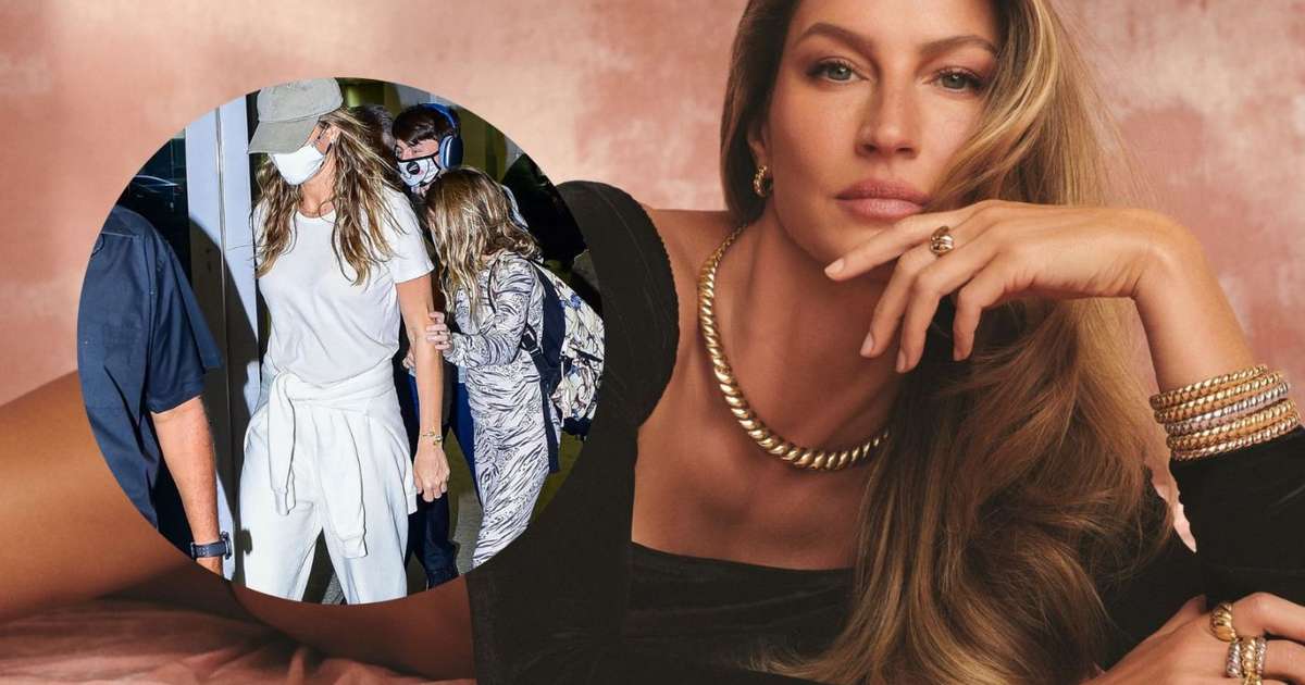 Gisele Bündchen escolhe mood comfy em look ao chegar ao Brasil com os filhos após divórcio