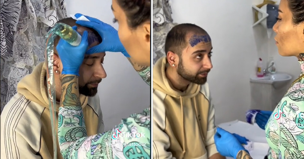 Homem careca faz tatuagem de franja e tem reação inusitada; veja