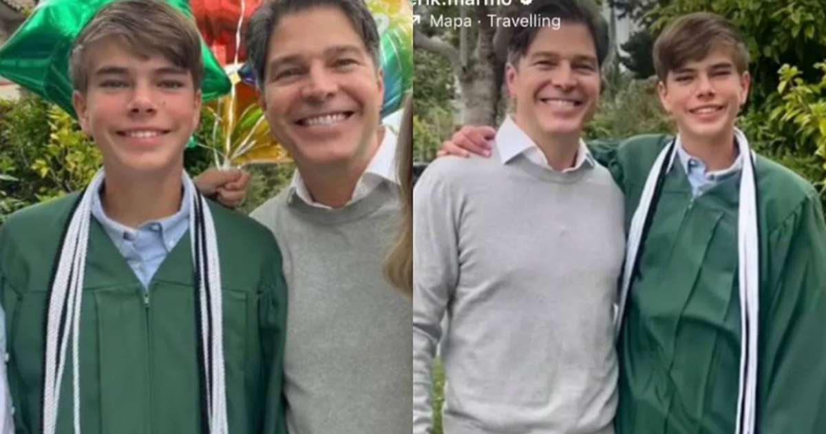 Erik Marmo comemora formatura do filho nos EUA: 'Emocionante'
