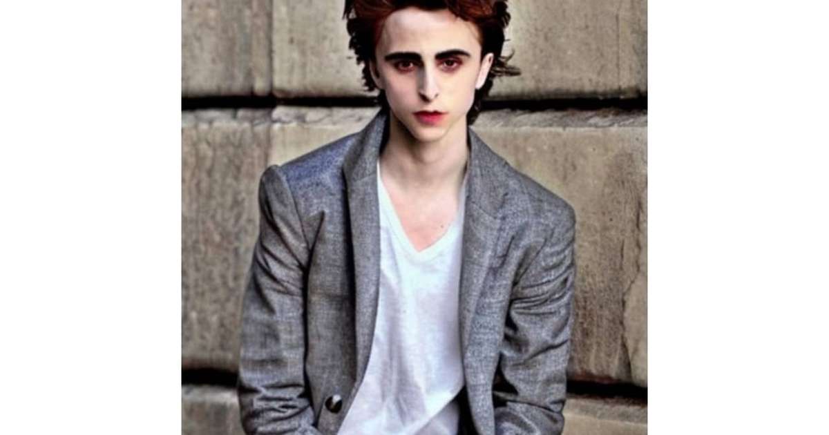 Esta seria a aparência de Timothée Chalamet se fosse um vampiro da saga ...