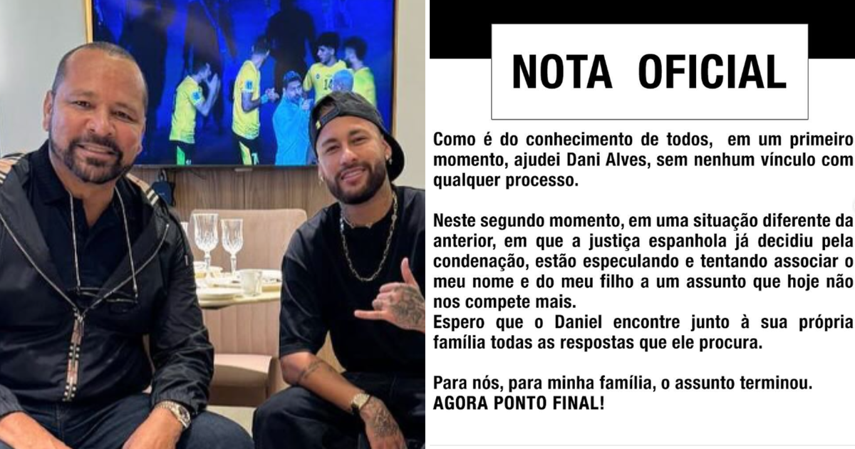Pai de Neymar nega ajuda a Daniel Alves em carta aberta