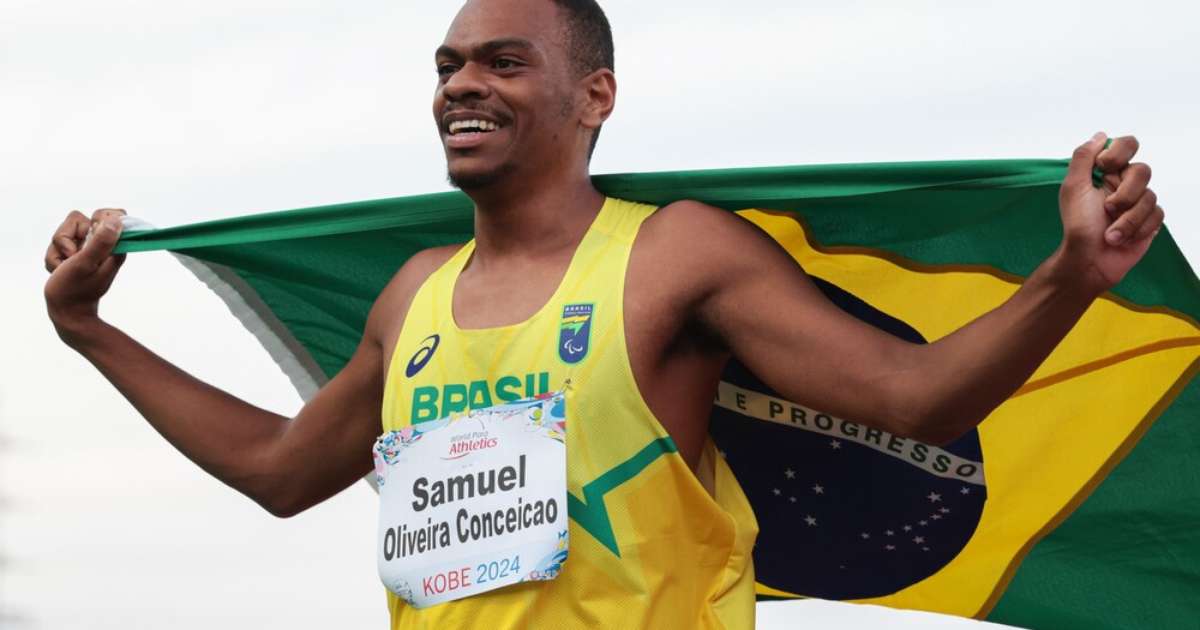 Samuel Oliveira cai na chegada mas vence os 400m T20