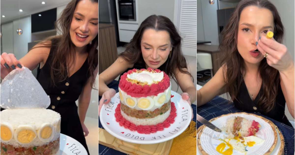 PF Cake: confeiteira cria ‘bolo almoço’ com arroz, feijão, ovo, purê de ...