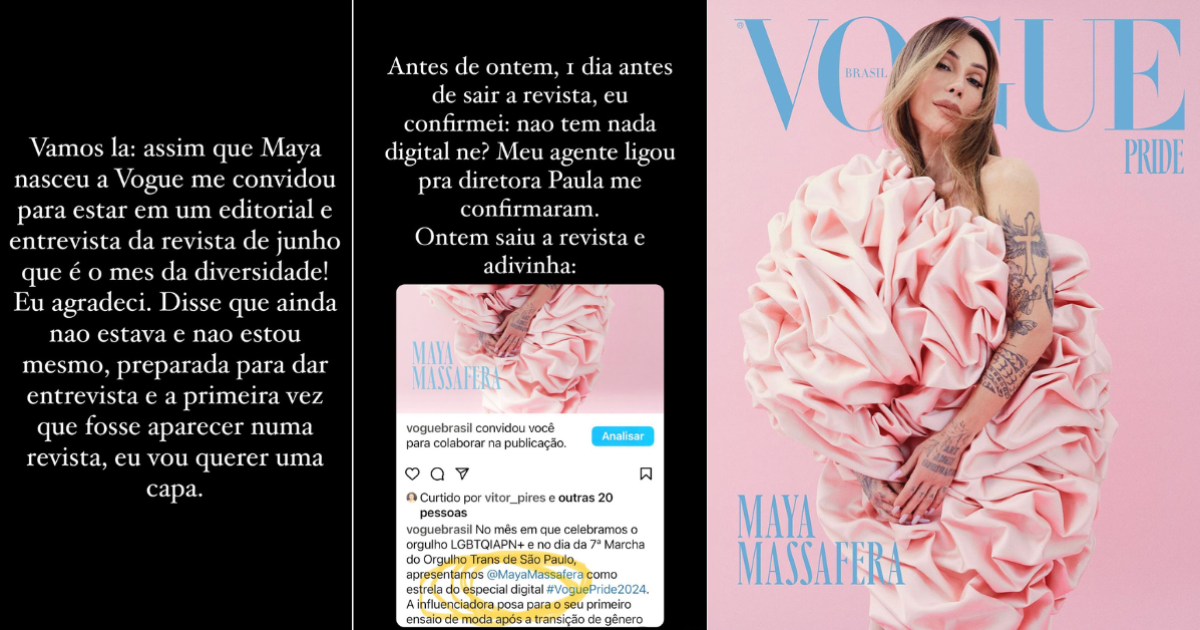 Maya Massafera acusa revista 'Vogue' de transfobia: 'Enganada'