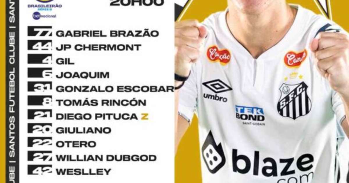 Santos escalado para encarar o Botafogo-SP