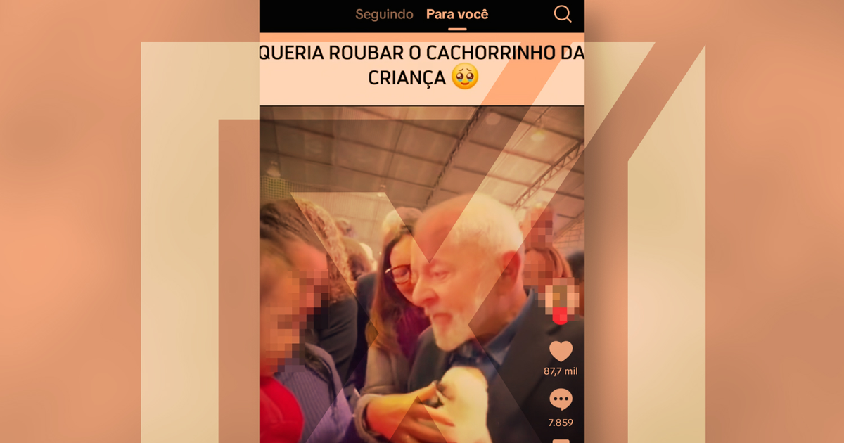 É montagem vídeo em que Lula diz querer roubar cachorro de criança
