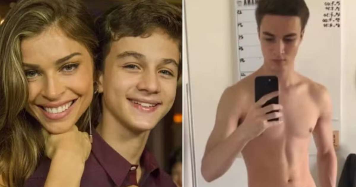 Ex-ator mirim que foi filho de Grazi Massafera choca ao posar sem camisa: 'Cresceu'