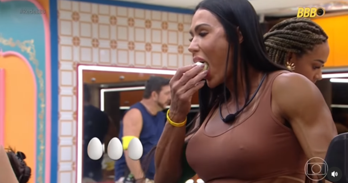 BBB25: Gracyanne Barbosa come nove ovos no primeiro dia