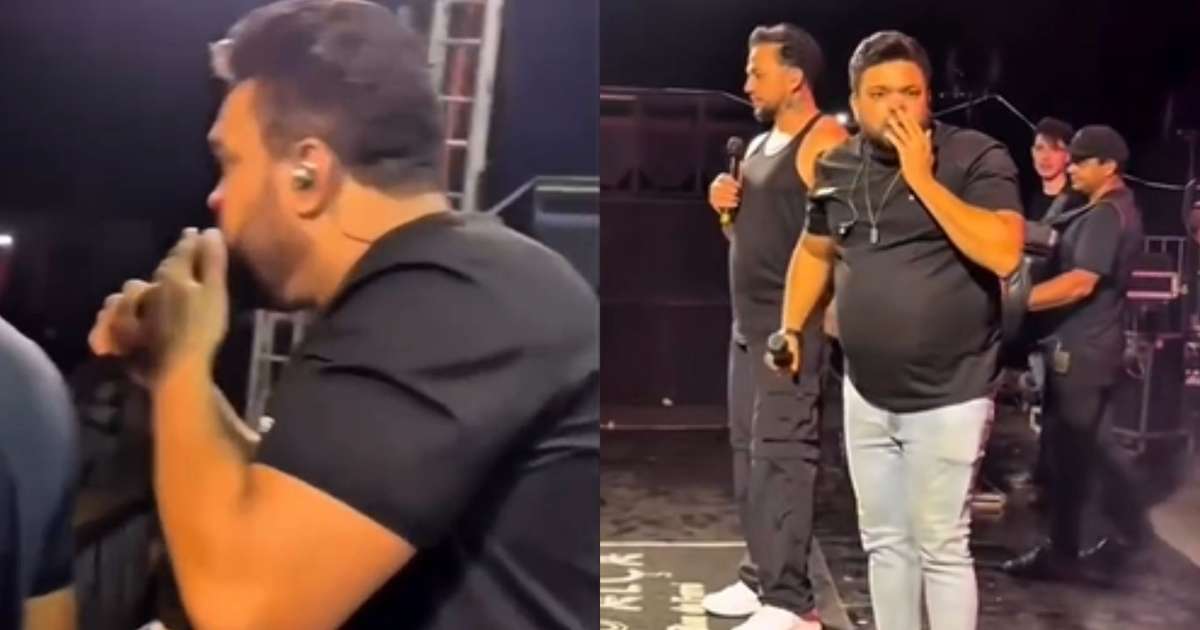 Cantor de forró termina show com rosto sangrando após ser atingido por lata