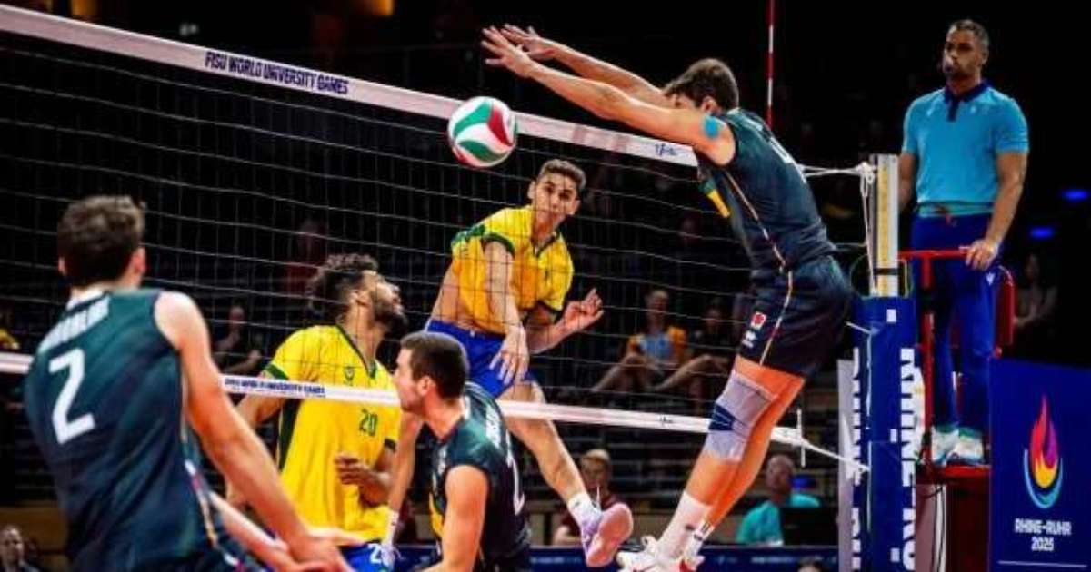 Seleção masculina de vôlei na final da Universíade