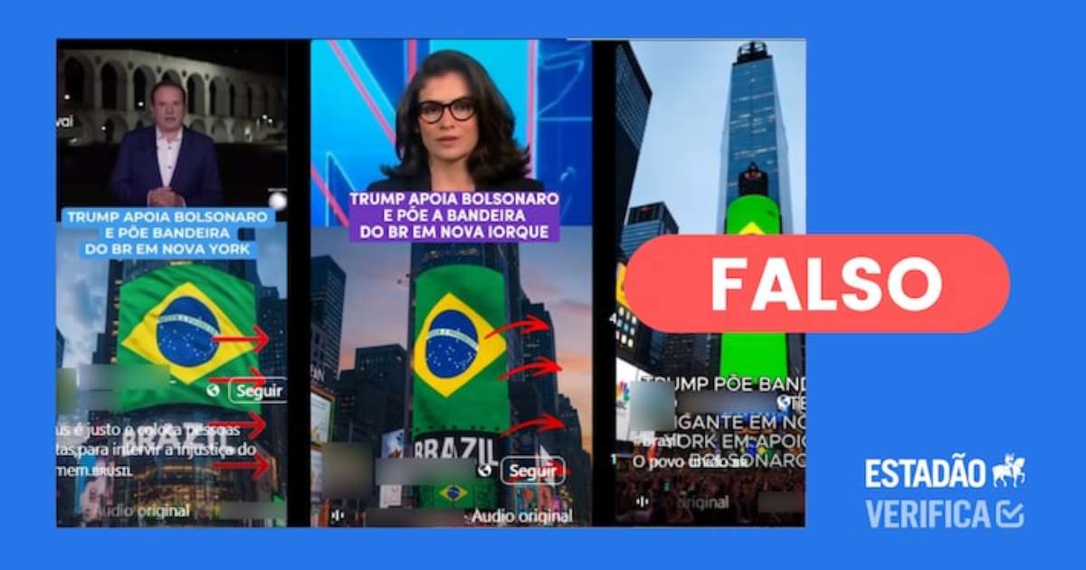 Trump não projetou bandeira do Brasil na Times Square; vídeos usam IA