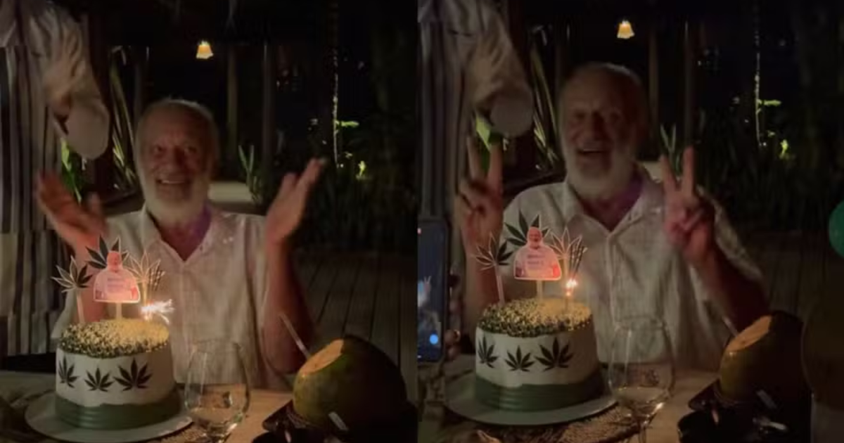 Aos 75 anos, ator Ricardo Petraglia comemora aniversário com bolo de ...