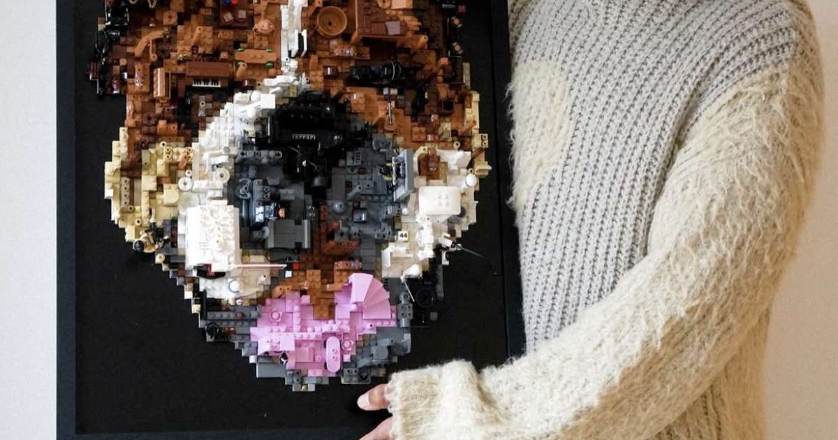 Lewis Hamilton ganha retrato de Roscoe feito de LEGO