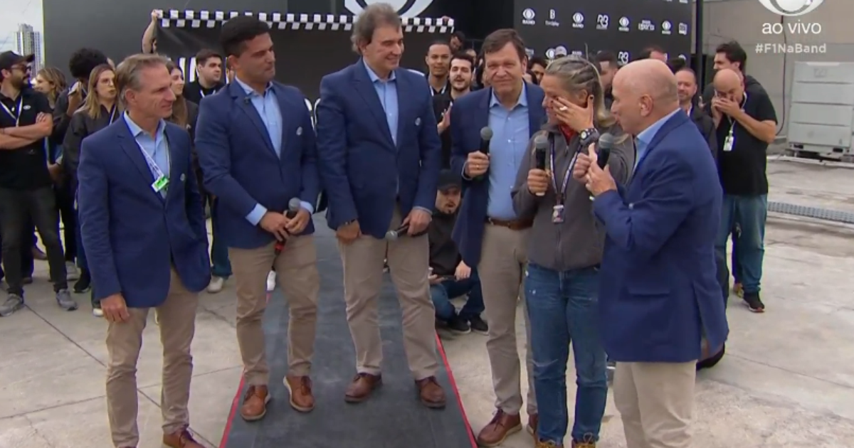 Despedida da F1 da Band: Mari Becker e homenagem a Reginaldo Leme em SP