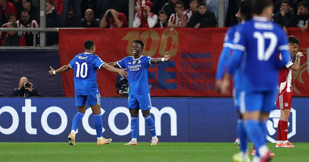 Mbappé dá show, e Real Madrid vira sobre o Olympiacos