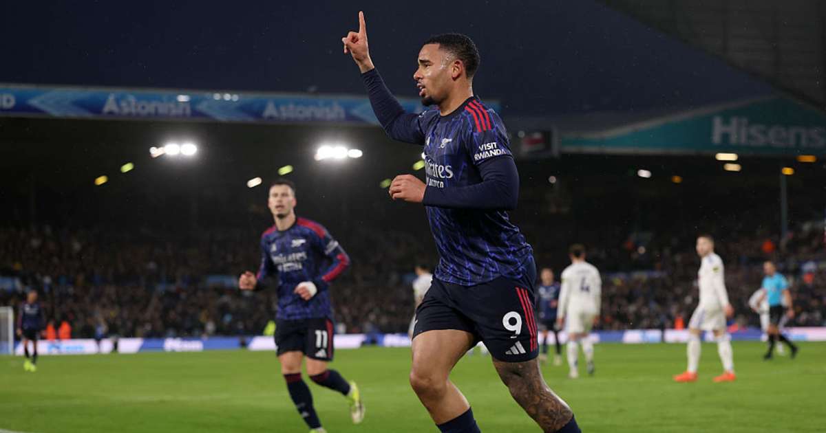 Gabriel Jesus marca, e Arsenal goleia o Leeds United