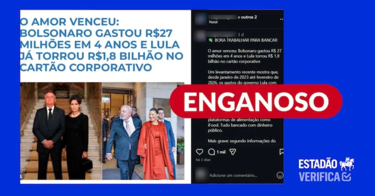 Comparação entre gastos no cartão corporativo de Lula e Bolsonaro ...