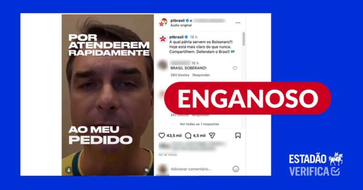 PT tira de contexto fala de Flávio Bolsonaro para parecer que ele ...
