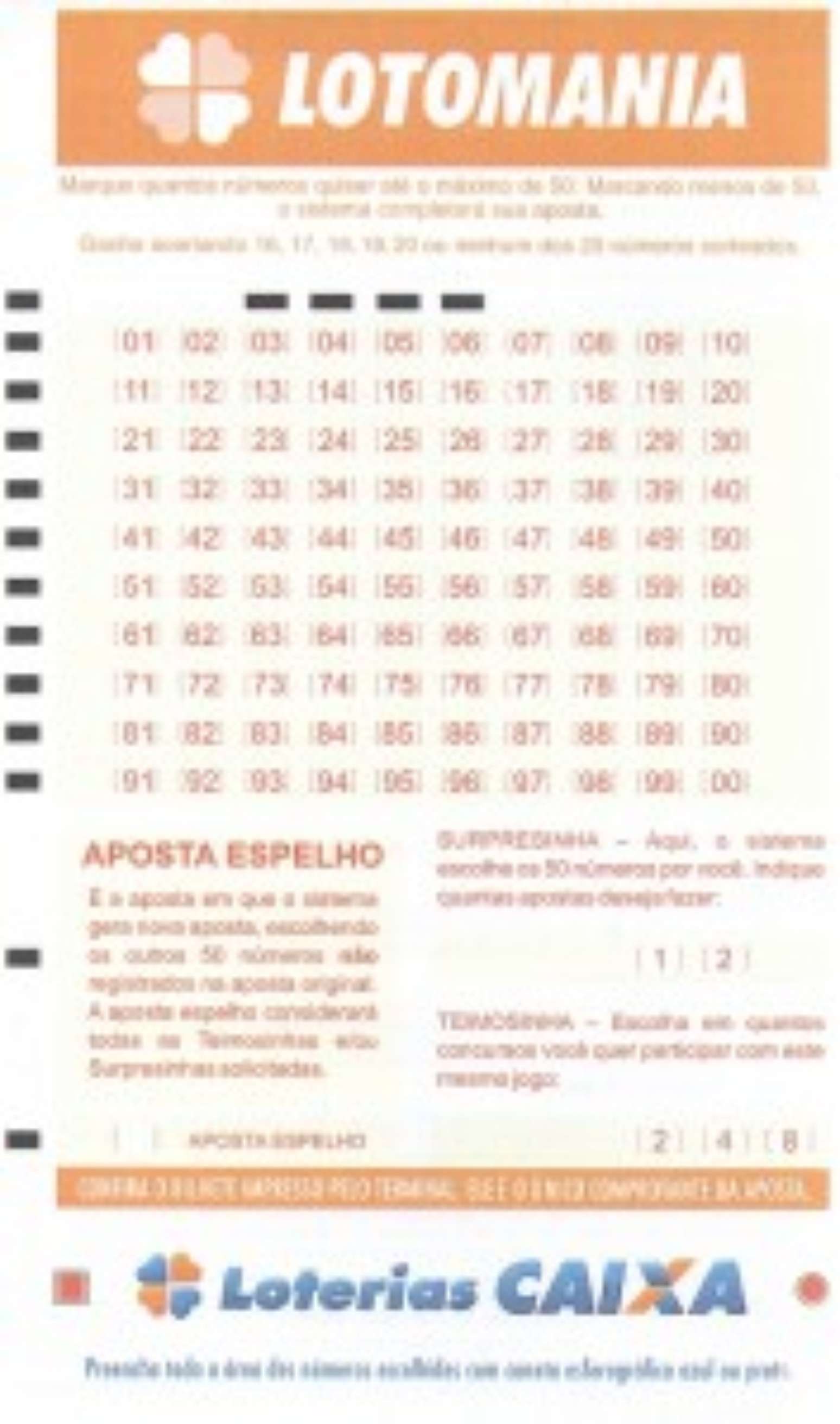 Regras do jogo da Lotomania