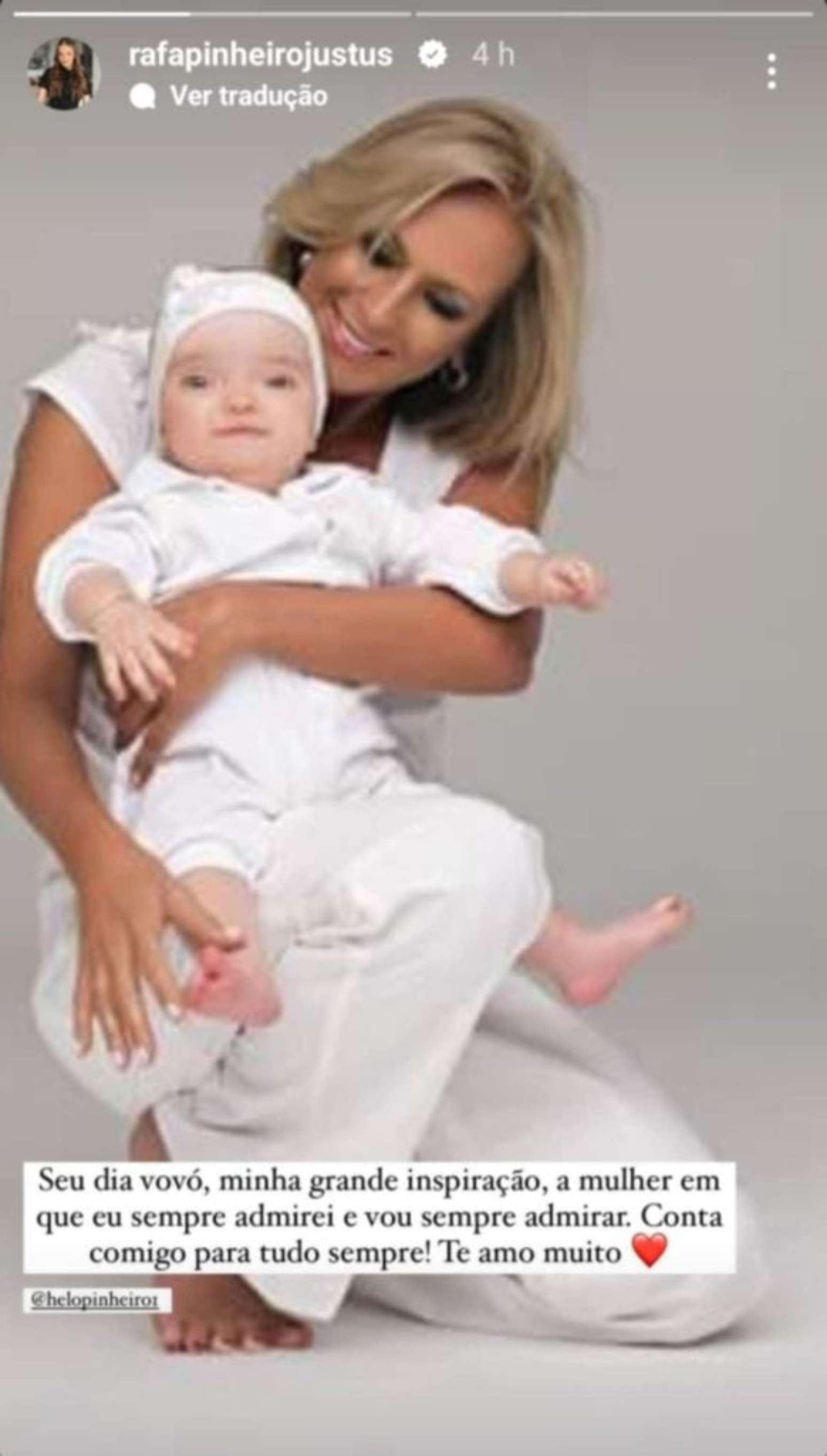 Mudou muito! Rafaella Justus exibe foto de quando era bebê para homenagear Helô Pinheiro