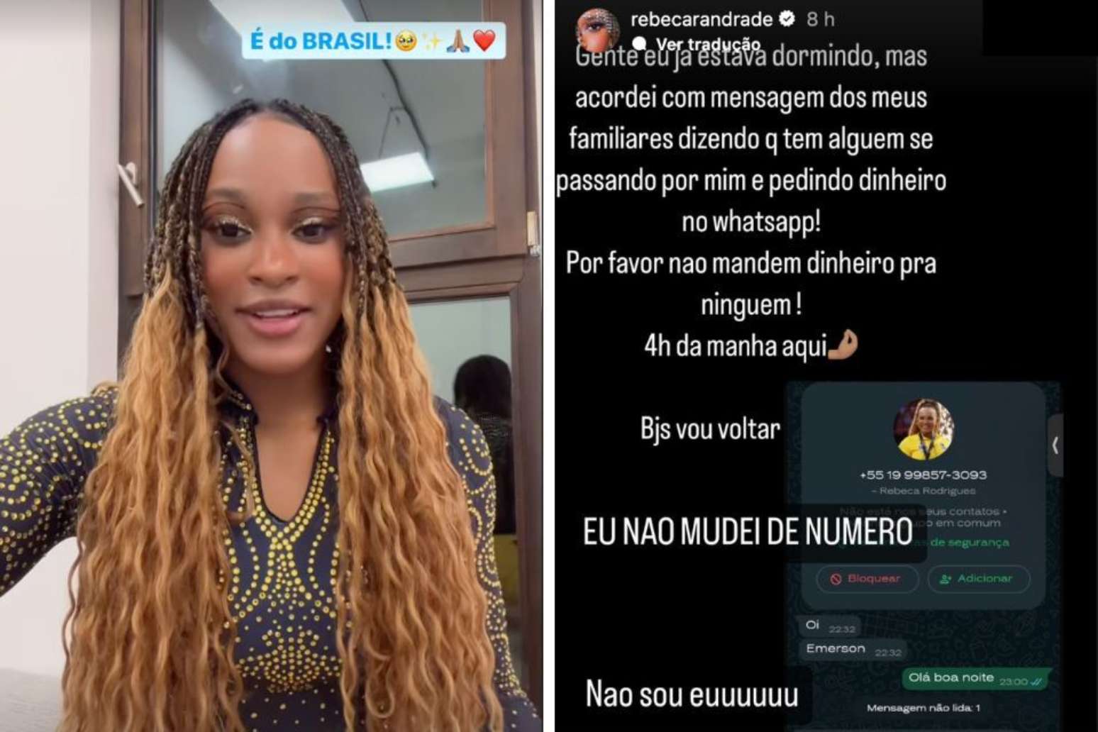 Rebeca Andrade expõe golpe de WhatsApp após ganhar medalha na Olimpíada ...
