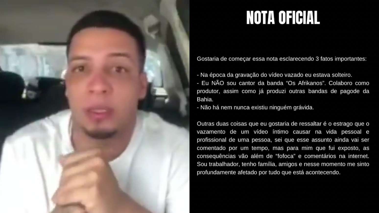 Produtor da Banda Os Africanos assume sexualidade após vídeo íntimo com outro homem: 'Sou'