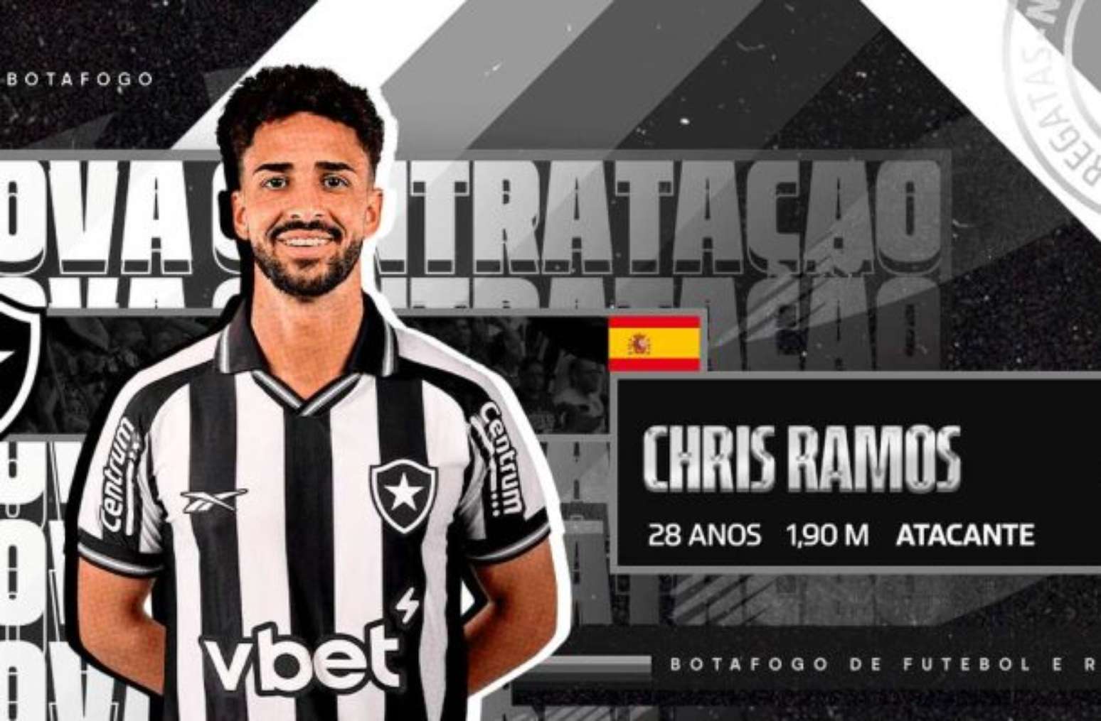 Botafogo anuncia a contratação do atacante Chris Ramos, ex-Cádiz