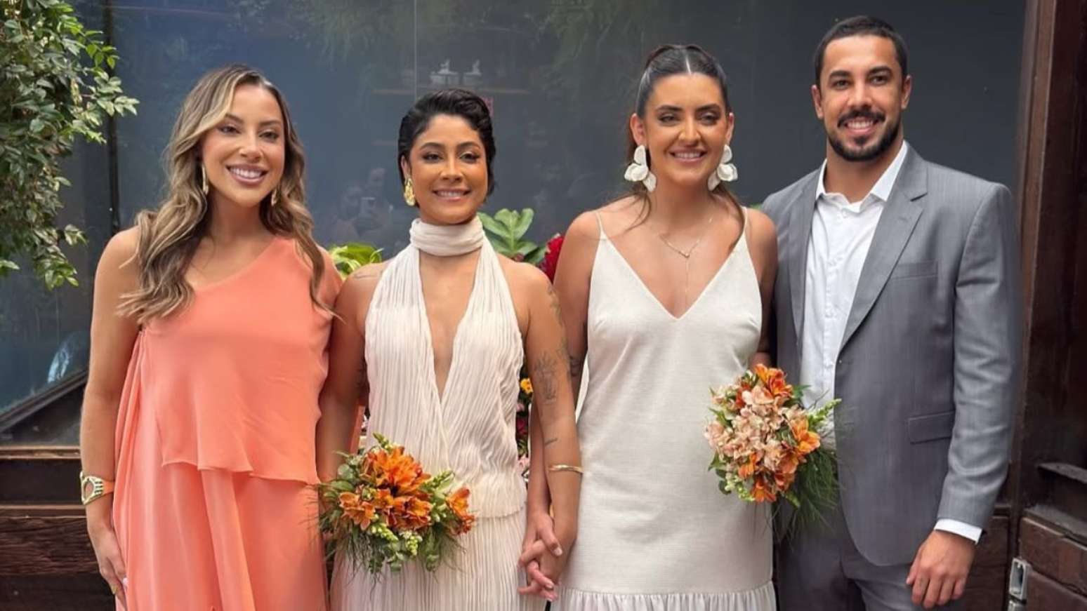 Renata e Maike, do BBB 25, vão a casamento juntos em Fortaleza