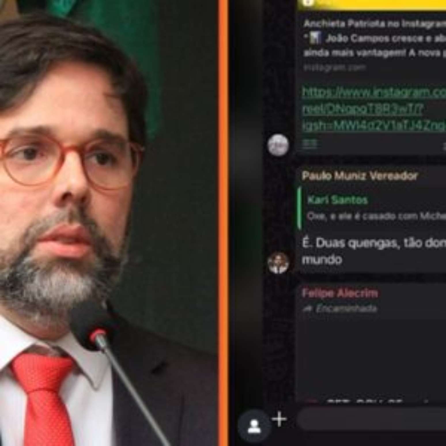 Mensagens mostram vereador do Recife, Paulo Muniz (PL), chamando Michelle Bolsonaro de "quenga"