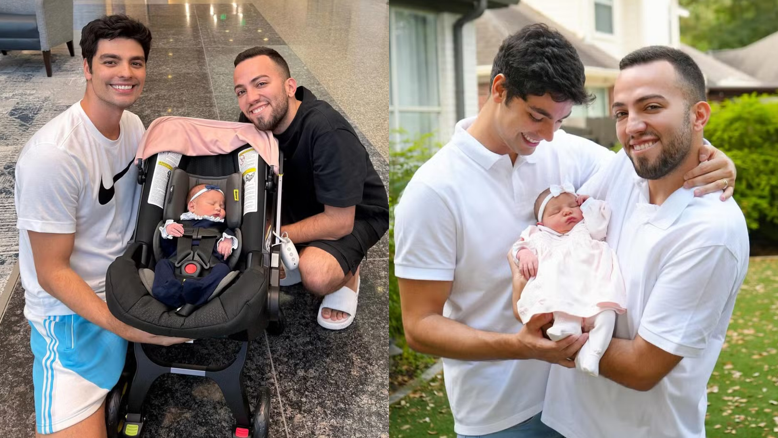 Lucas Rangel e Lucas Bley apresentam a filha Mia
