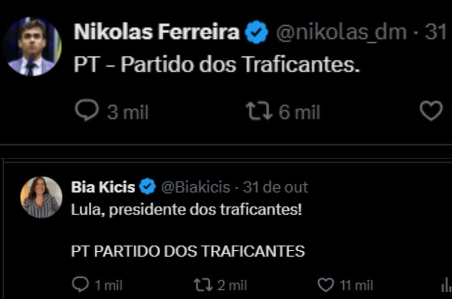 PT processa Nikolas, Flávio Bolsonaro e Bia Kicis por chamarem a sigla ...