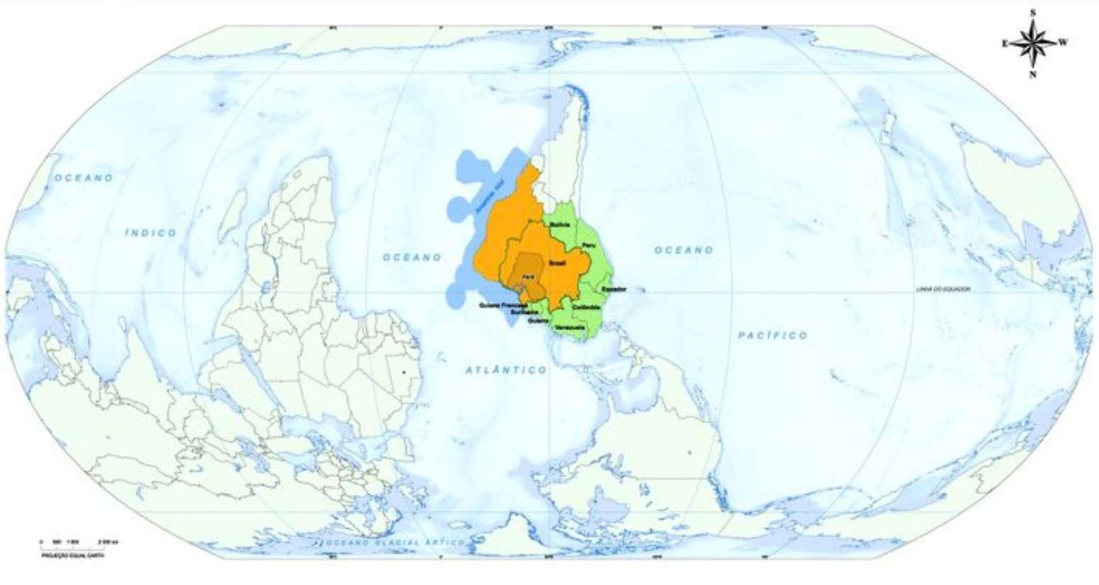 Mapa com Pará no centro do mundo destaca Brasil na COP30; veja detalhes