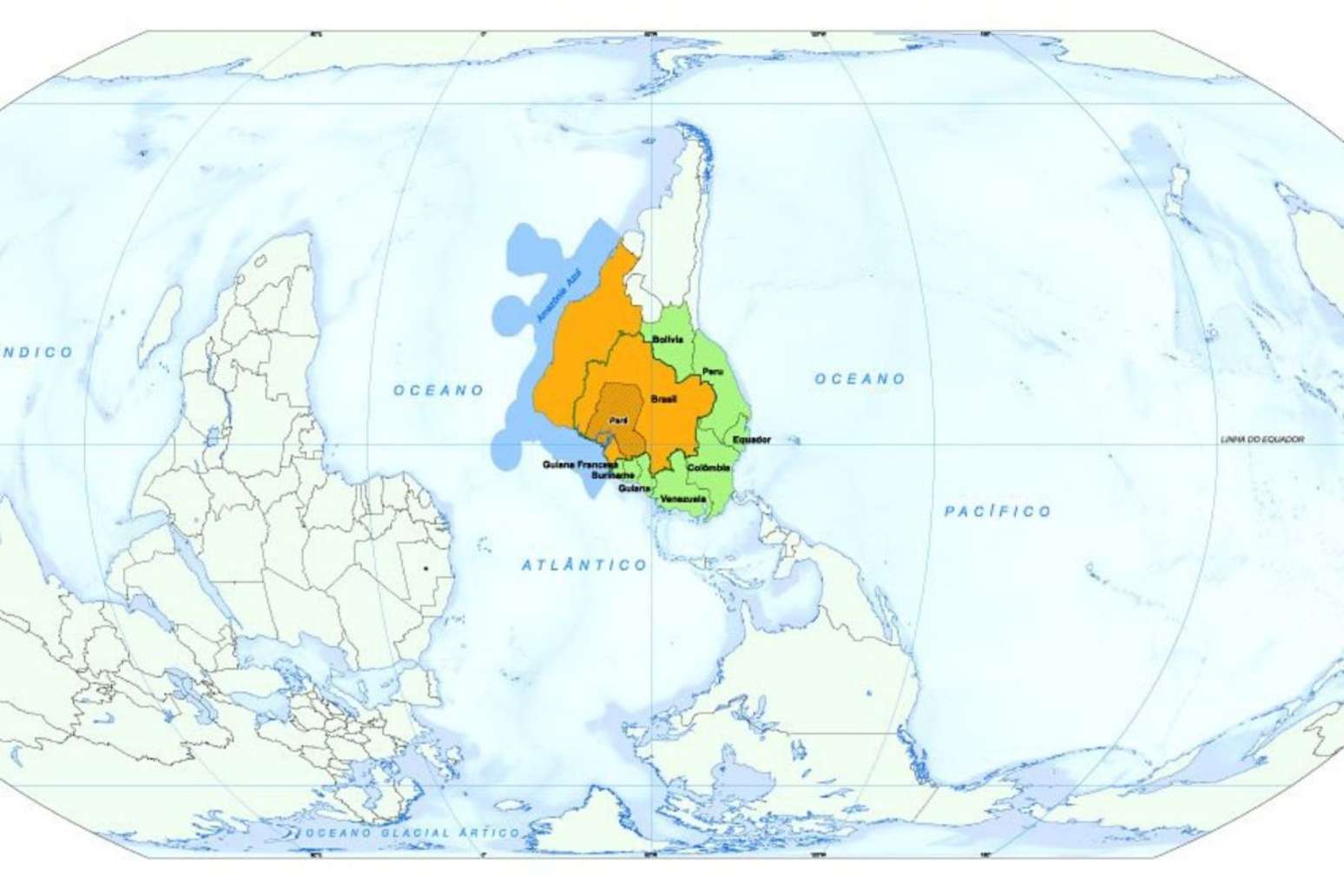 Novo mapa-múndi do IBGE coloca Pará no centro e agita redes sociais