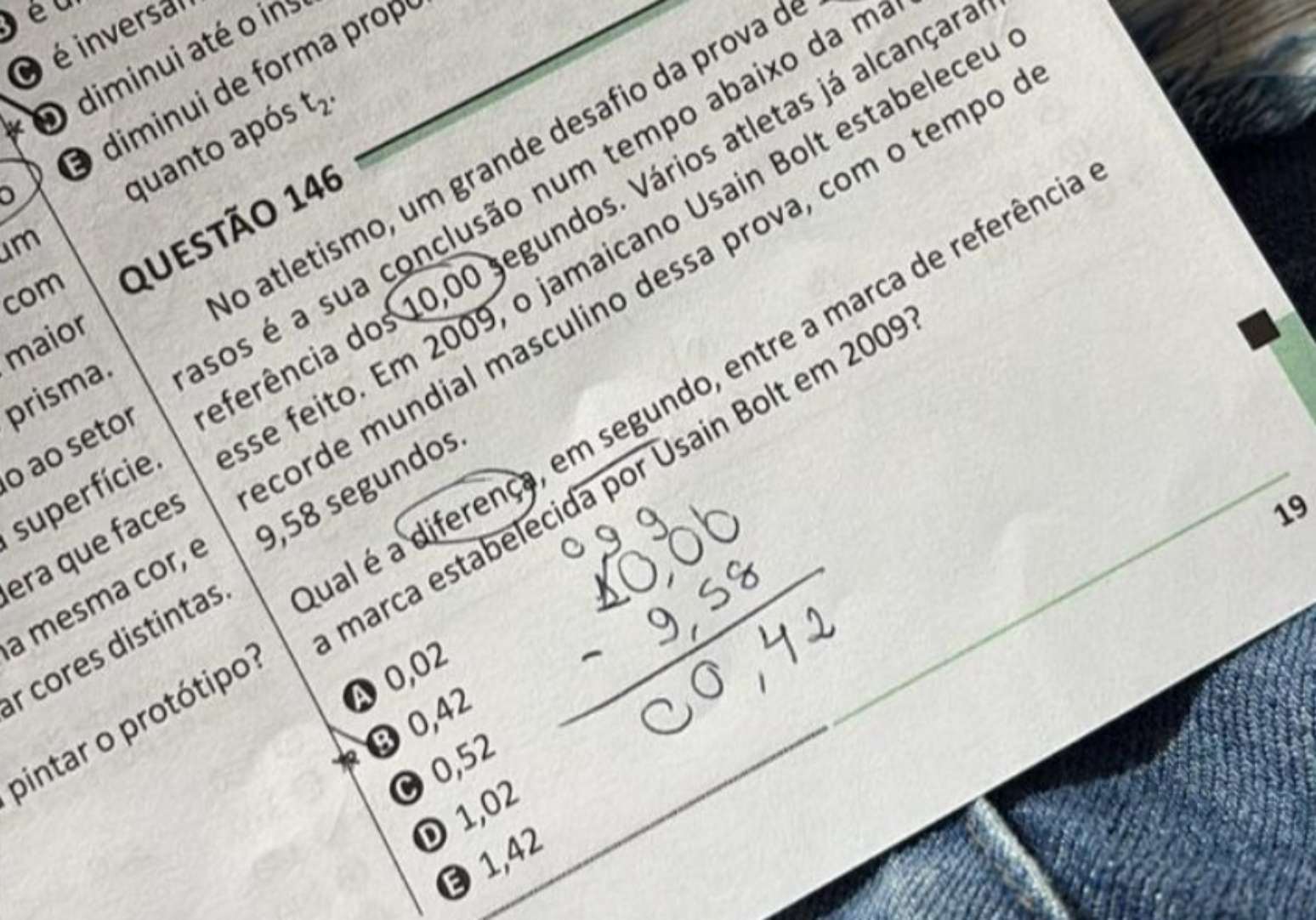 Pergunta sobre Bolt no Enem viraliza; entenda o cálculo e veja a resposta