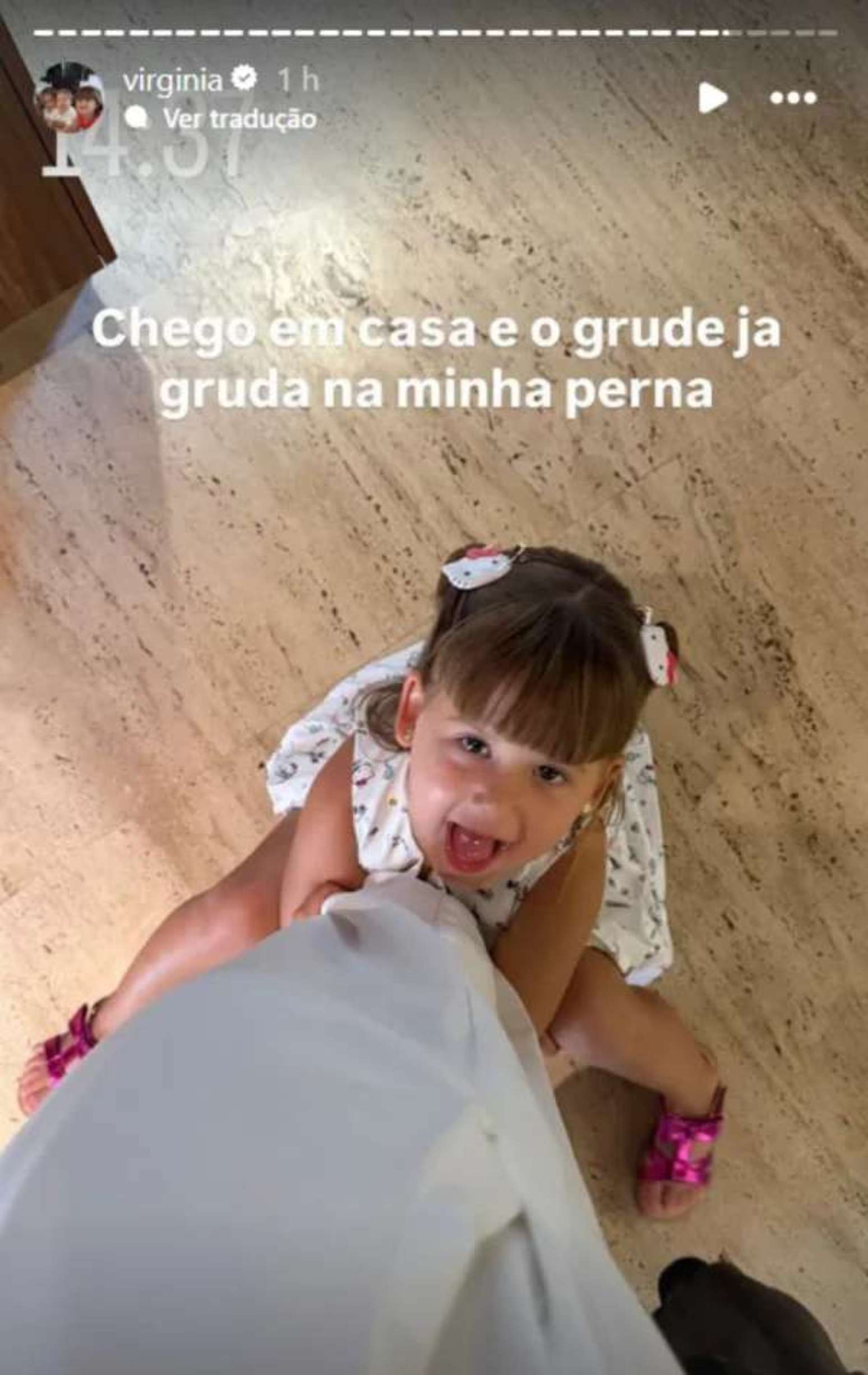 Fofura! Virginia mostra reação de Maria Flor ao voltar para a casa