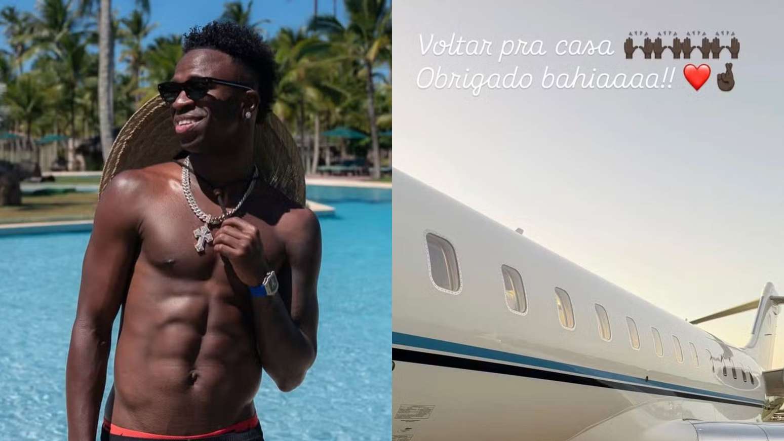 Vini Jr. volta à Espanha em jato de luxo fretado após férias na Bahia ...