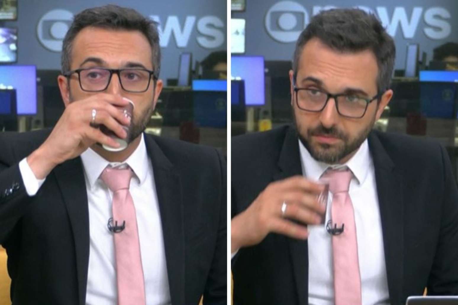 GloboNews falha e mostra âncora tomando café em cobertura trágica